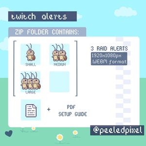 Cockroach Twitch Raid Alert Pack | Cute Animated Pixel Cockroach Bundle ...