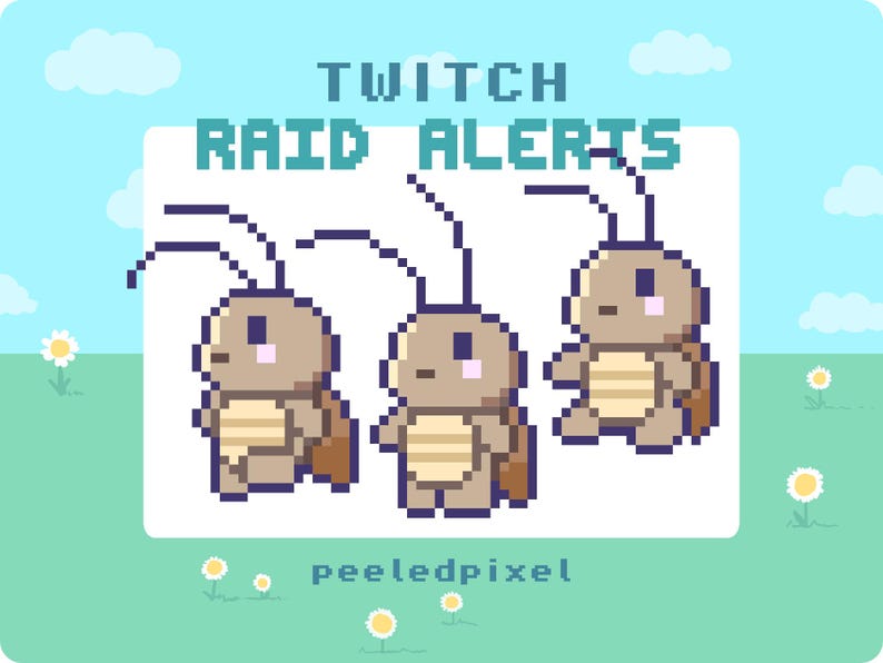 Cockroach Twitch Raid Alert Pack | Cute Animated Pixel Cockroach Bundle ...