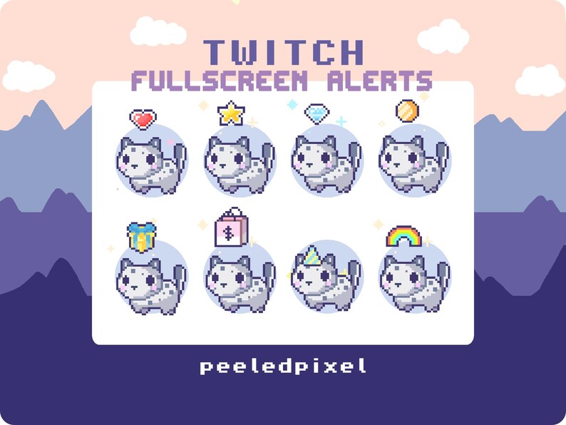 Snow Leopard Fullscreen Alert Pack | Animated Pixel Snow Leopard Bundle ...
