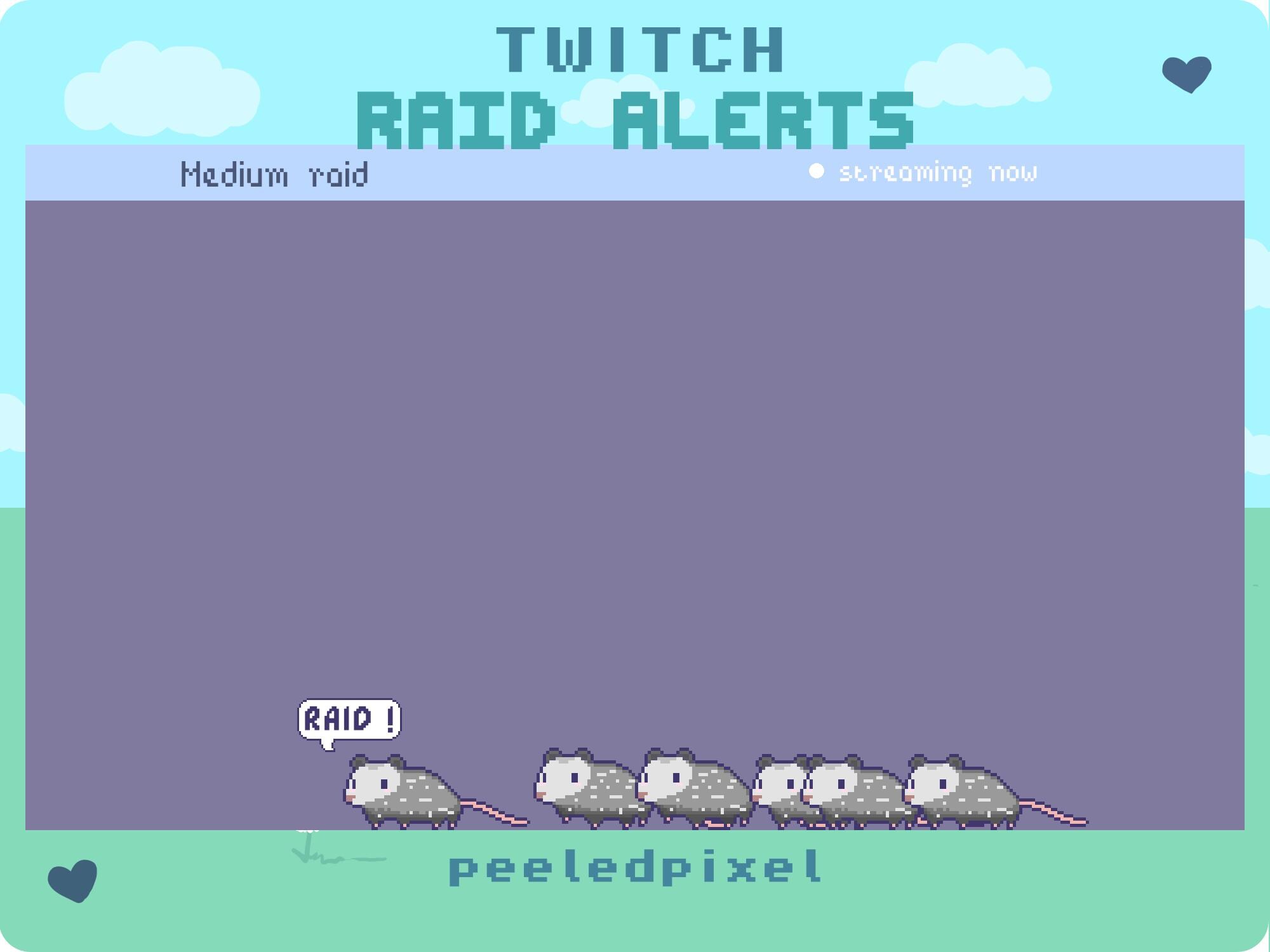 Possum Twitch Raid Alert Pack | Cute Animated Pixel Possum Bundle ...
