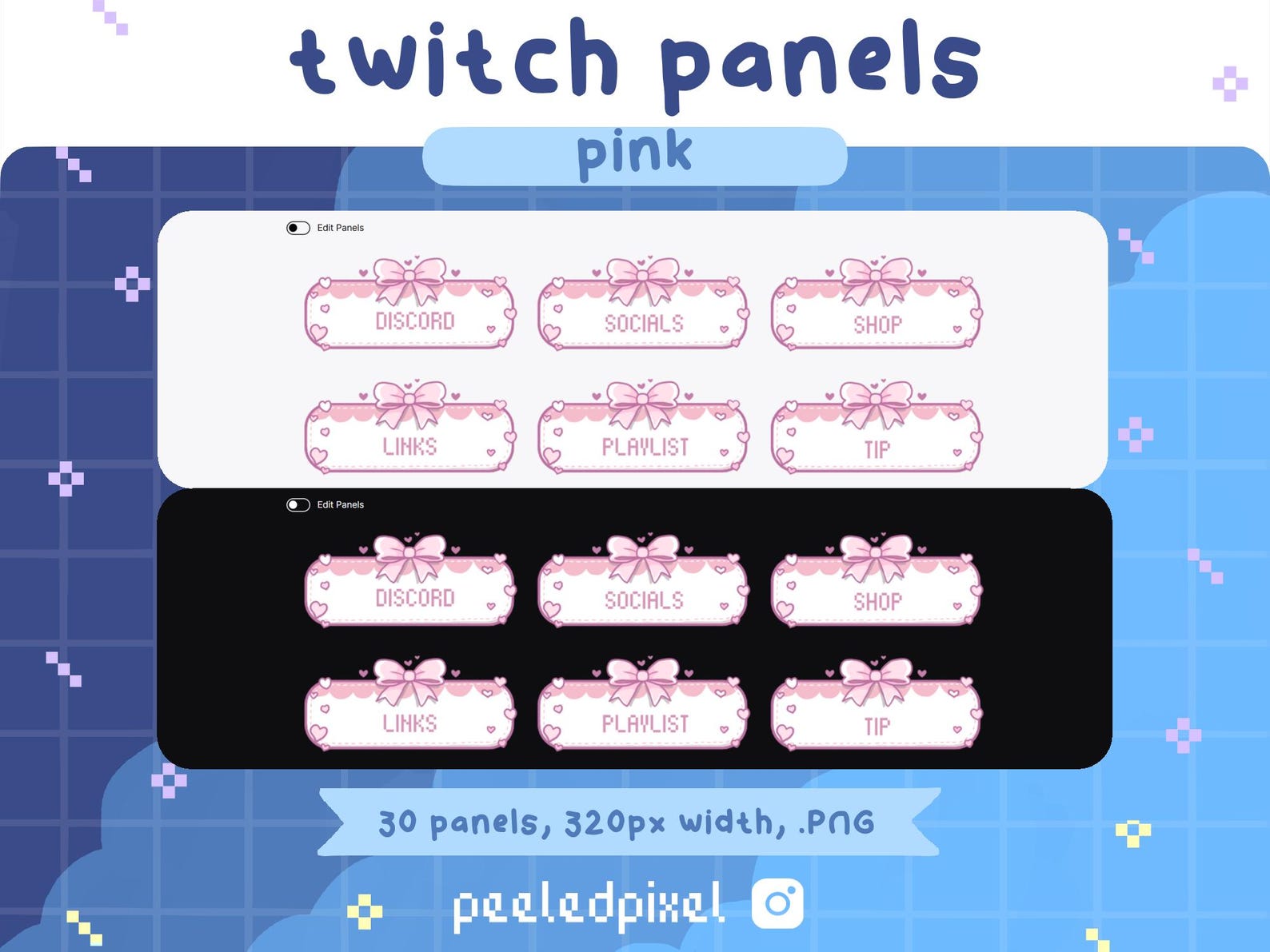 Pink Twitch Panels for Streamers - Instant Download/ready to Use PNG ...