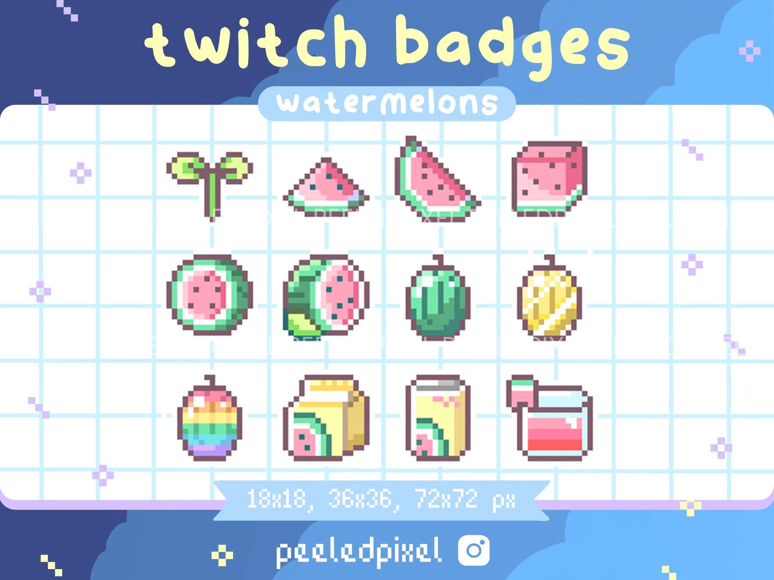 Watermelon Badges for Twitch/youtube/discord Bit Badges Twitch Sub ...