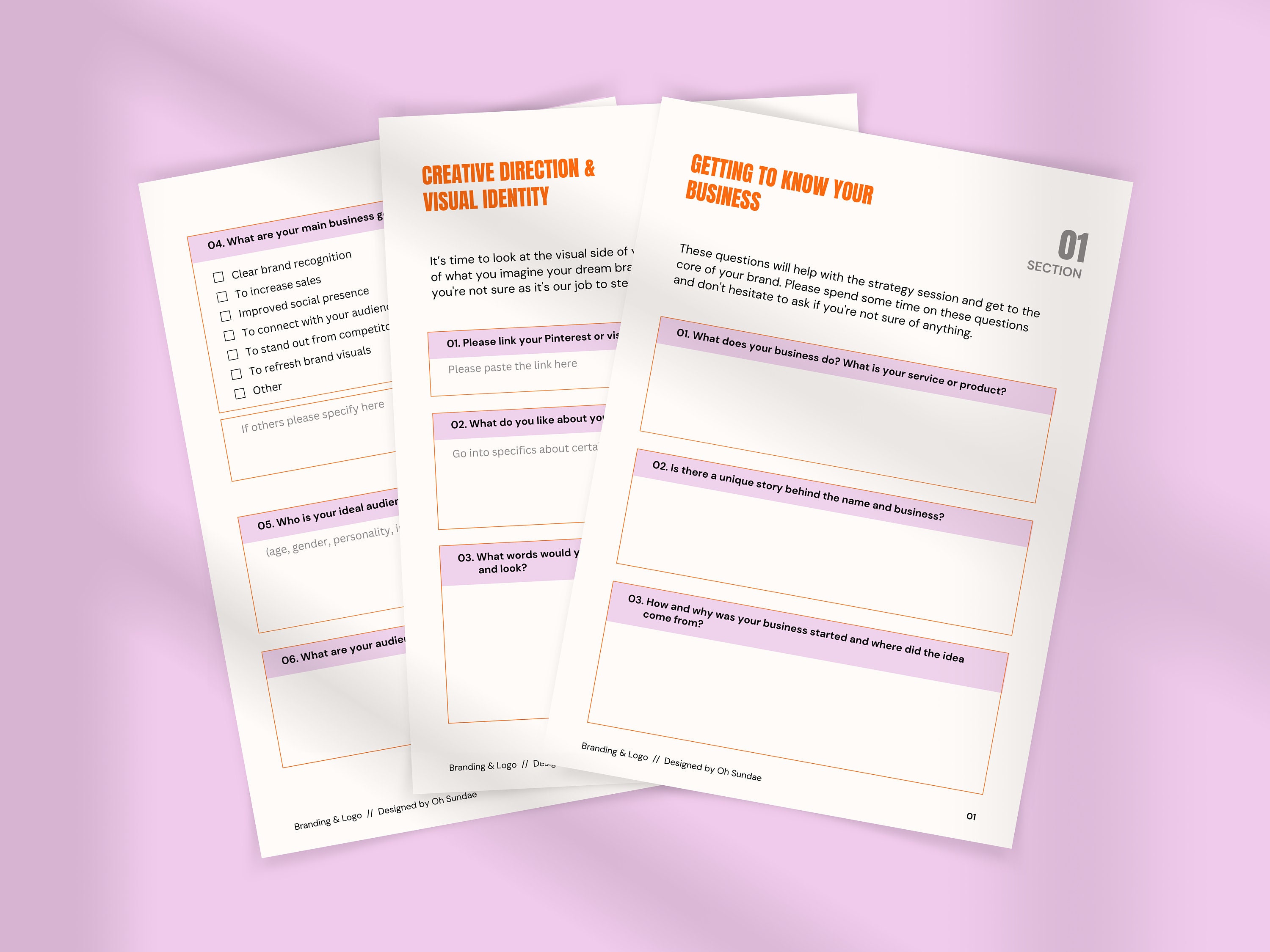 Branding Questionnaire Template for Logo & Brand Designer Client Packet ...