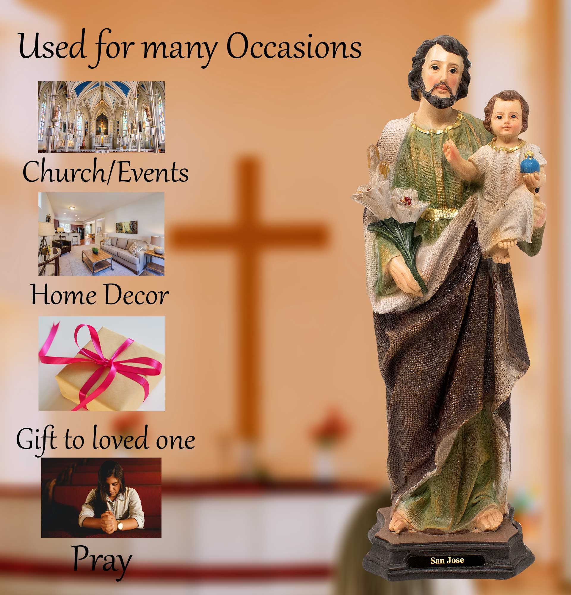 Mrcjsales St. Joseph Canvas Resin Statue Multiple Sizes Sacred Home ...