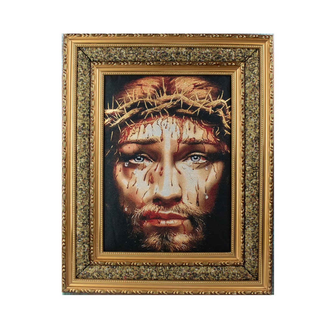 Mrcjsales: Face of Jesus Cloth Frame | Golden Double Frame | Religious ...