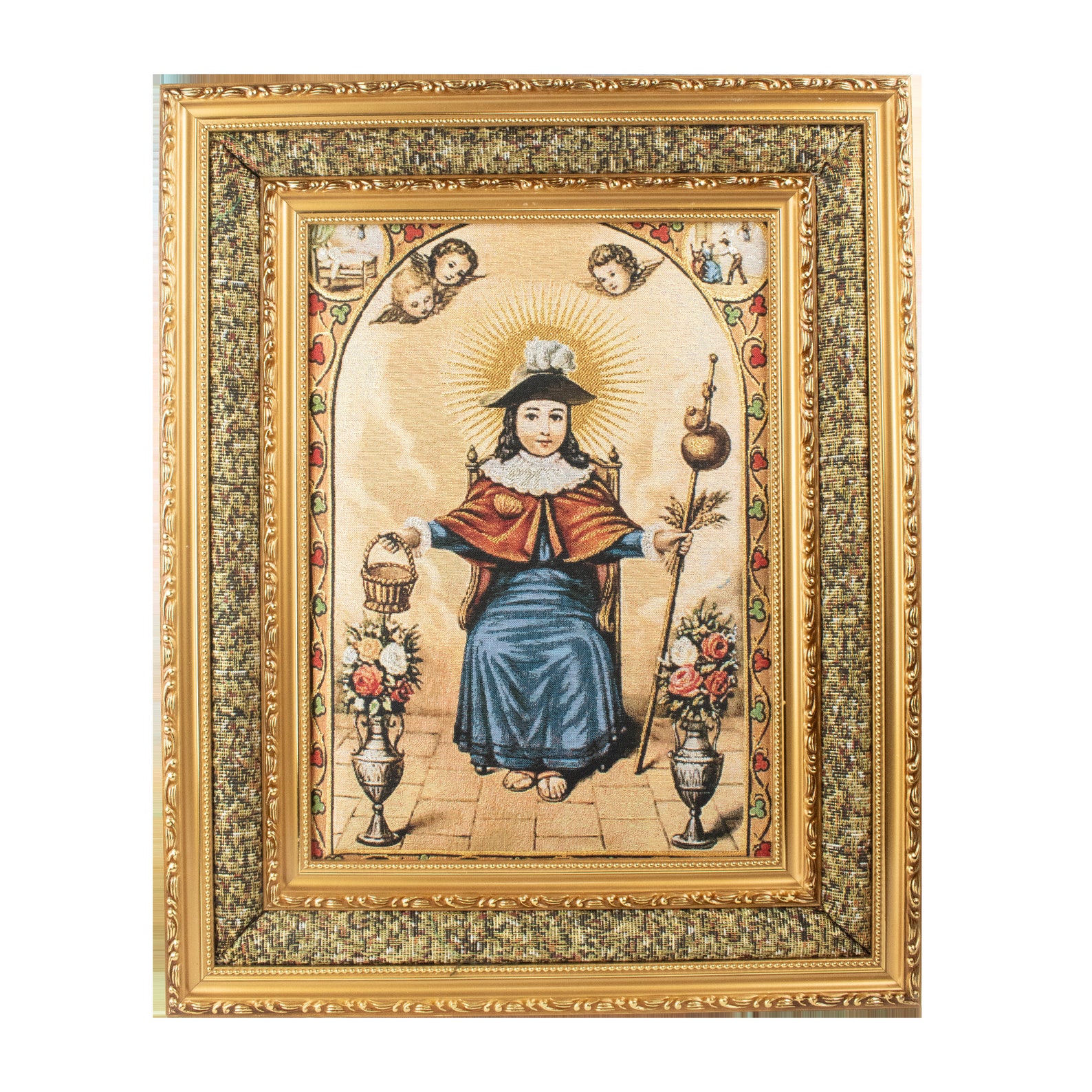 Santo Niño De Atocha Framed Cloth Image | Catholic Home Decor (17" X 21 ...