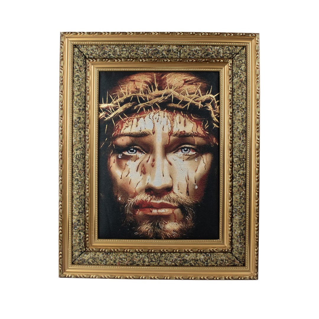 Mrcjsales: Face of Jesus Cloth Frame | Golden Double Frame | Religious ...