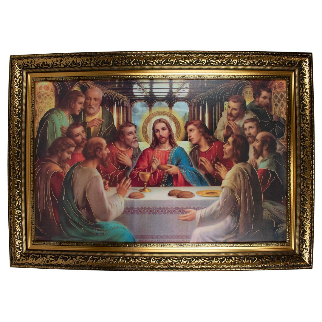 The Last Supper Elegant Gold Frame 41x29 - Etsy
