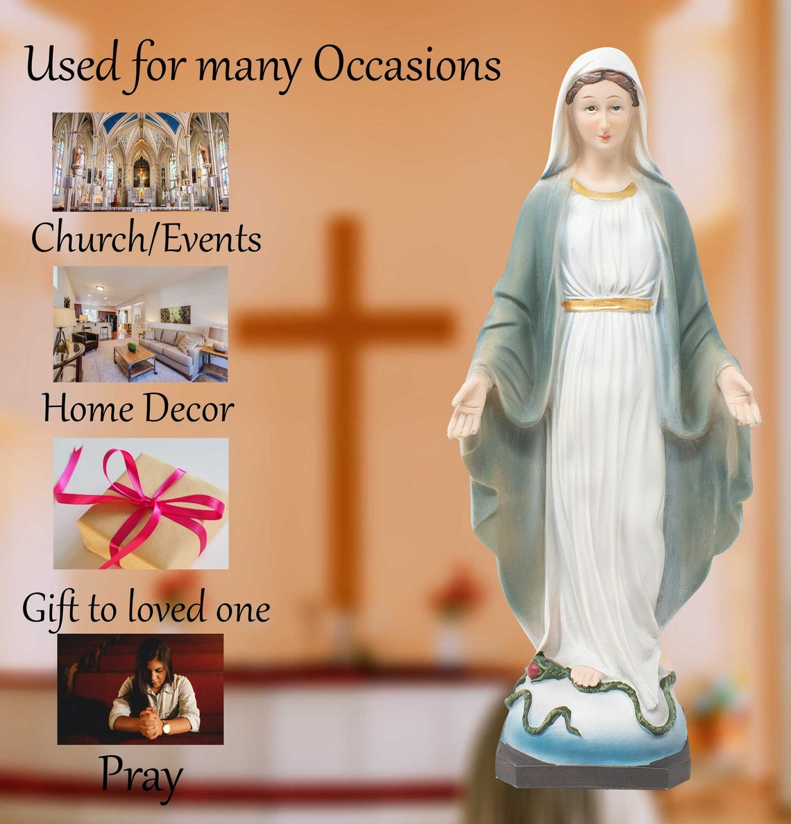 Miraculous Virgin Resin Statues Virgen Milagrosa Multiple Sizes High ...