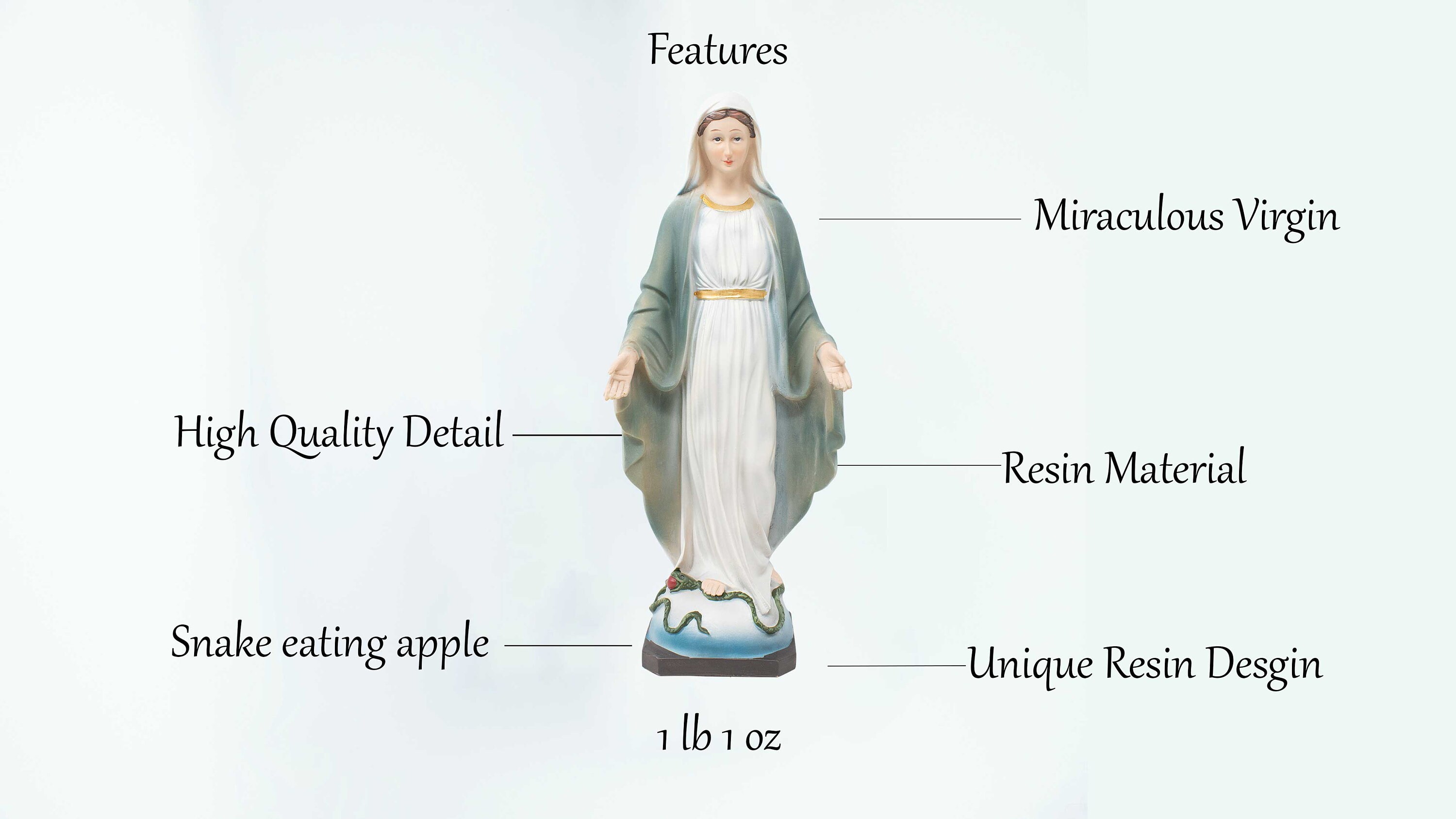 Miraculous Virgin Resin Statues Virgen Milagrosa Multiple Sizes High ...