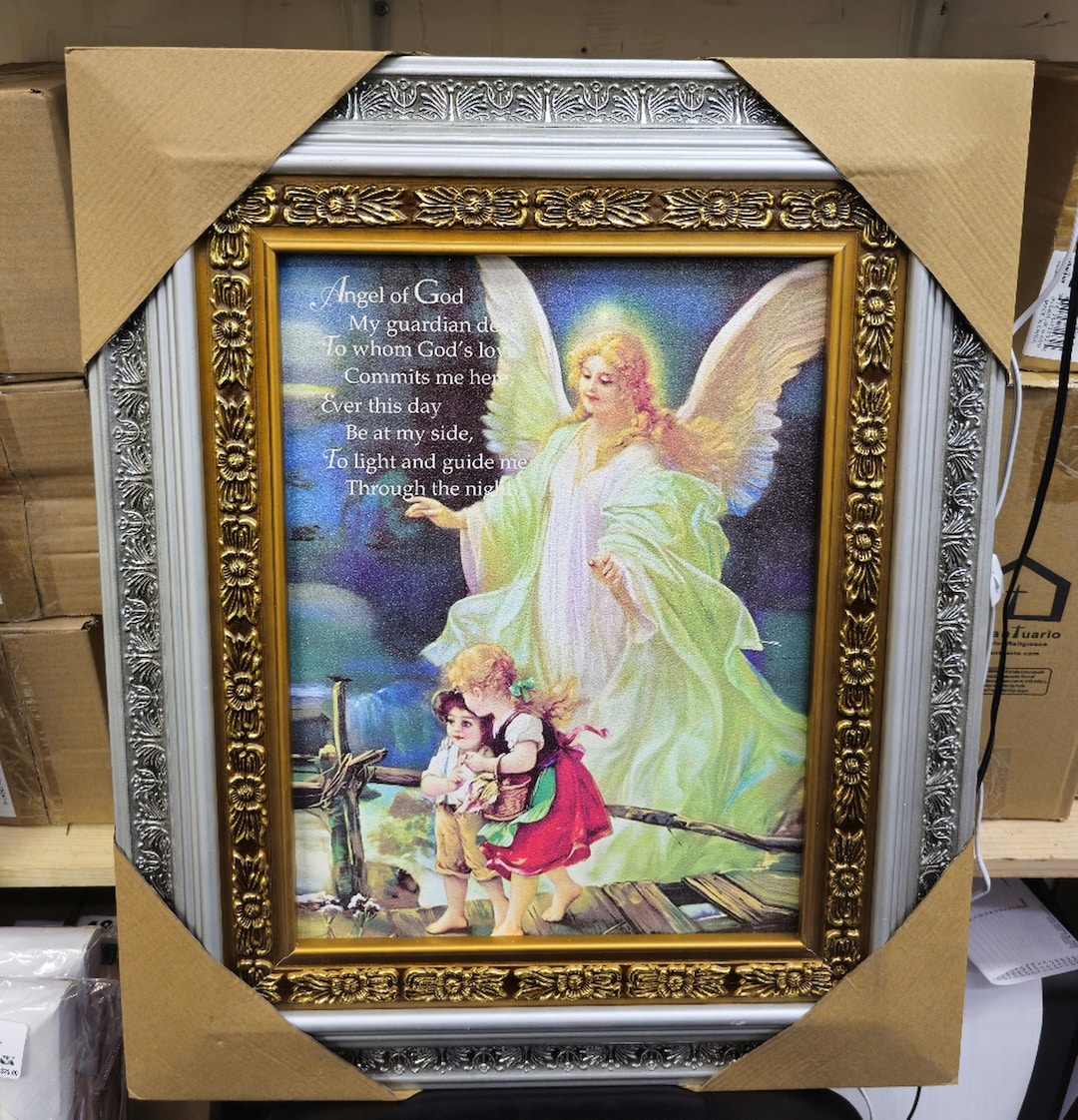 Guardian Angel (Ángel De La Guarda) Silver Frame 23x19 – Silver and ...