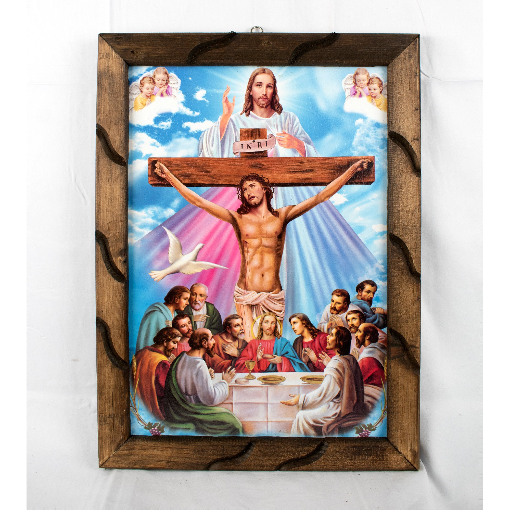 Mrcjsales Last Supper, Cross, Divine Mercy Rustic Frame, Mexican Art ...