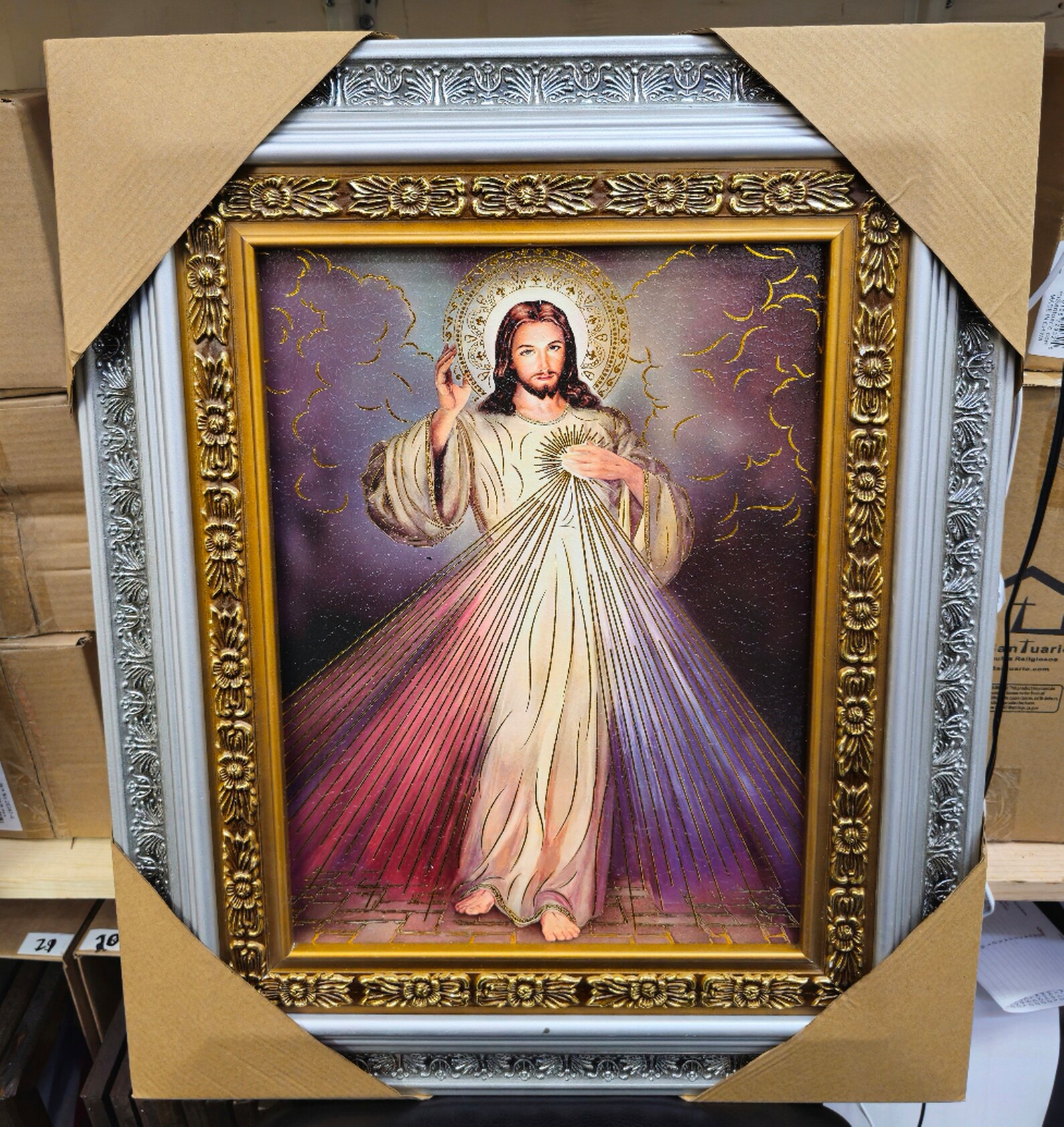 Divine Mercy (divina Misericordia) Silver Frame 23×19 – Beautiful ...
