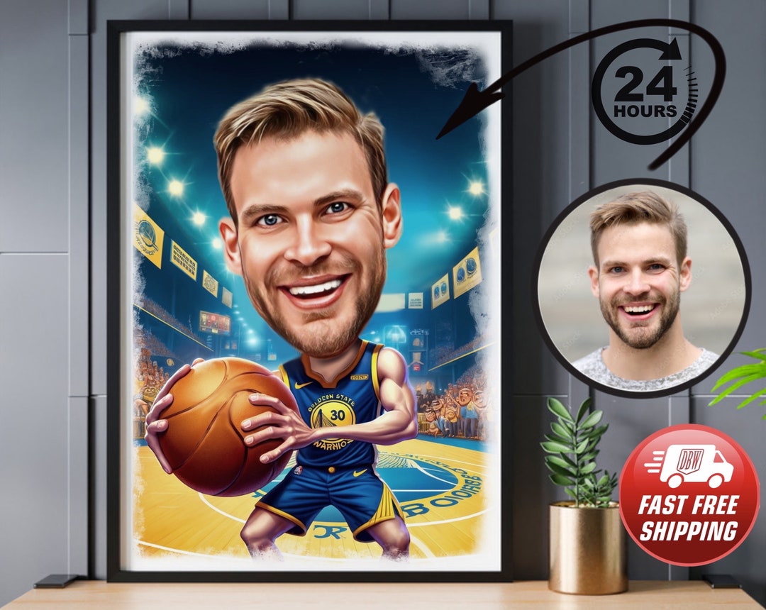 Custom Basketball Player Cartoon Portrait, Basketball Caricature, Gift ...