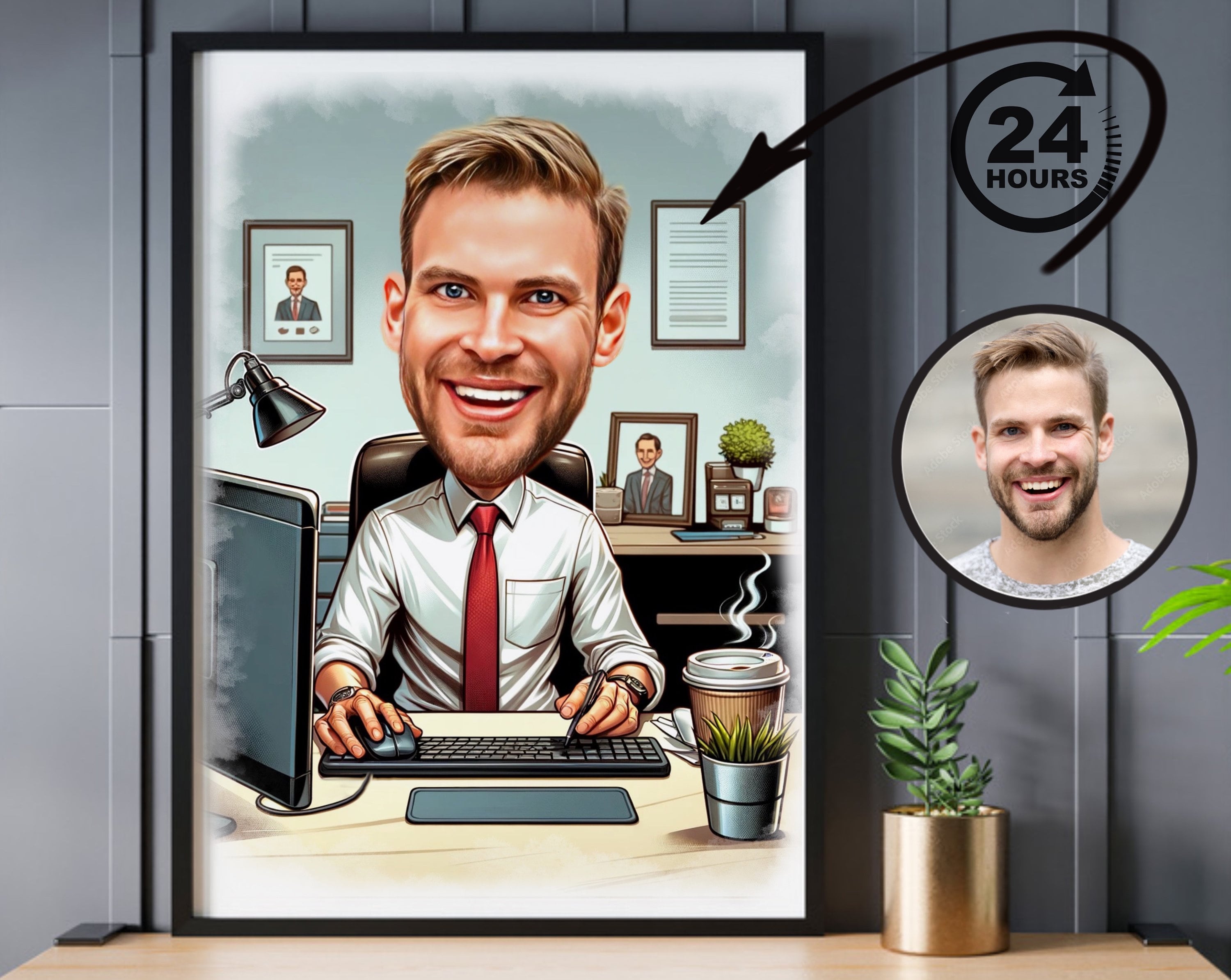 Custom Boss Caricature From Photo, Boss Gift for Men, Boss Cartoon ...