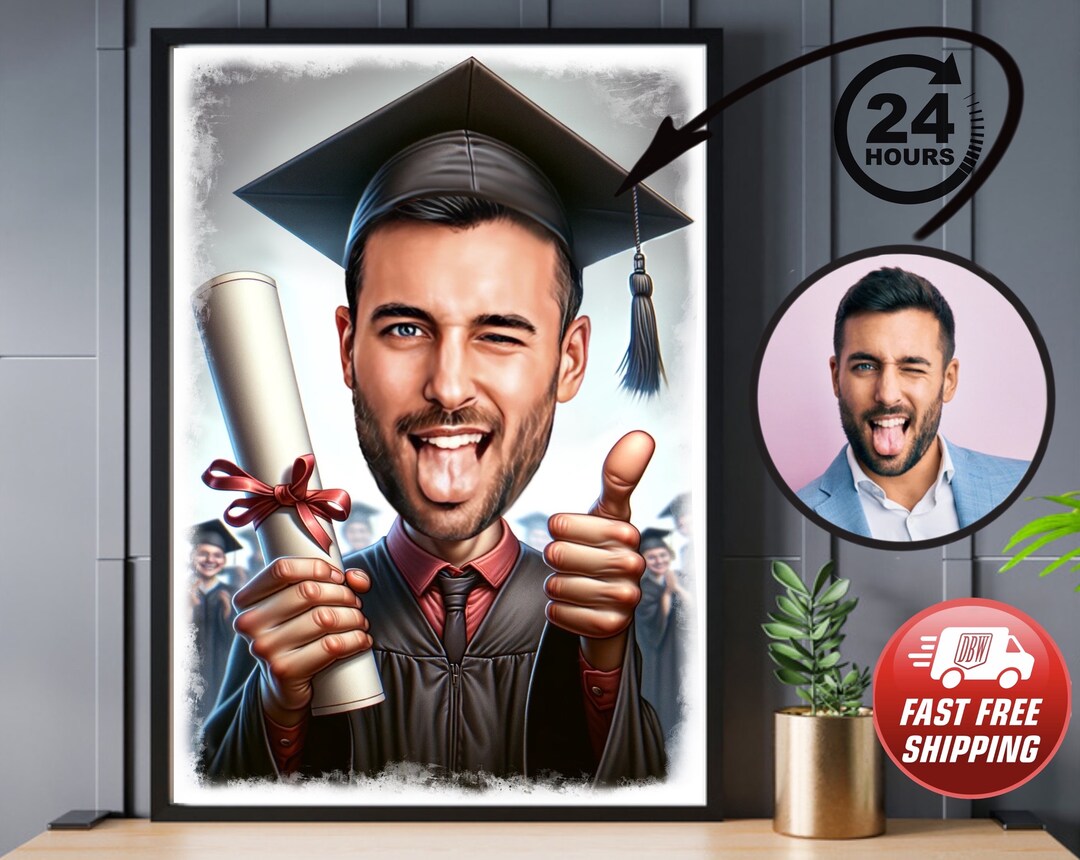 Personalised Graduation Cartoon Portrait, Custom Graduation Caricature ...