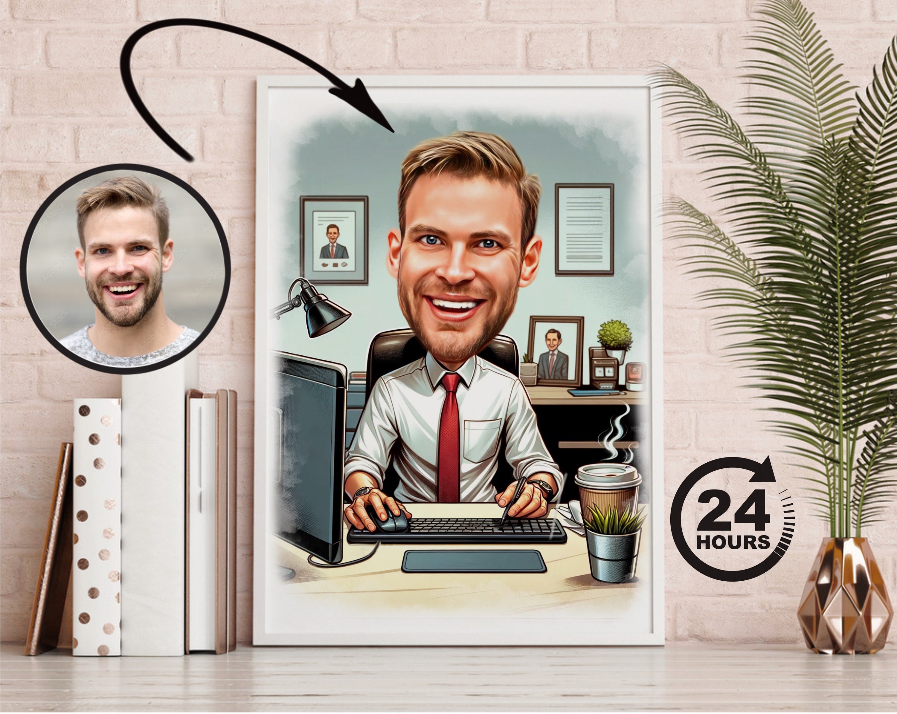 Custom Boss Caricature From Photo, Boss Gift for Men, Boss Cartoon ...