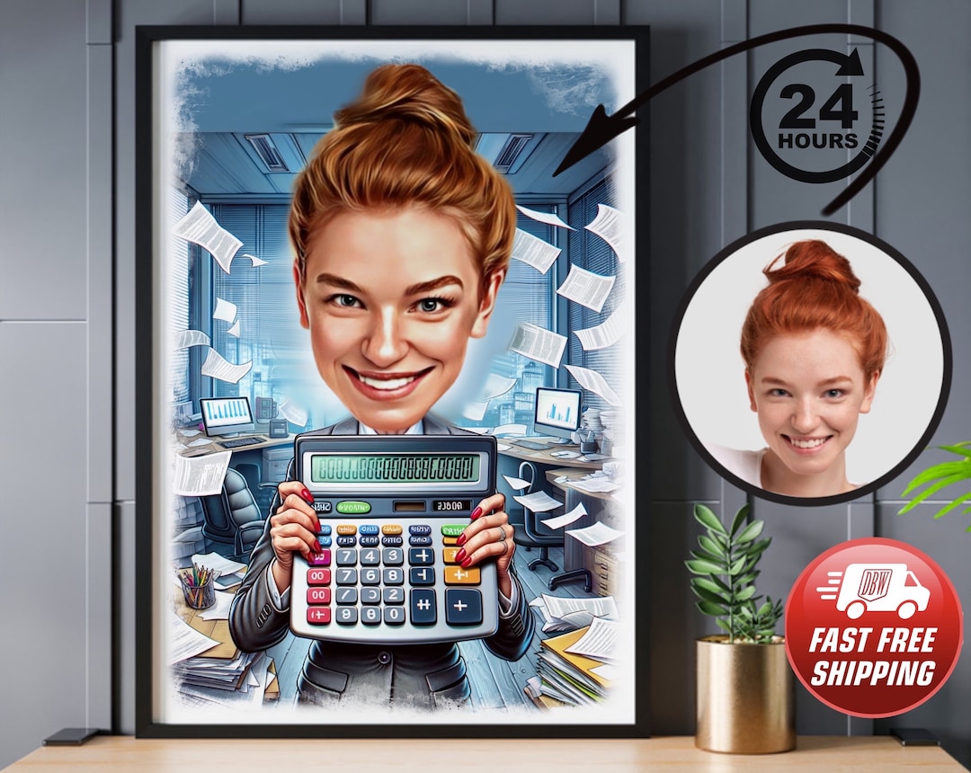 Personalised Account Cartoon Portrait, Custom Bookkeeper Caricature ...