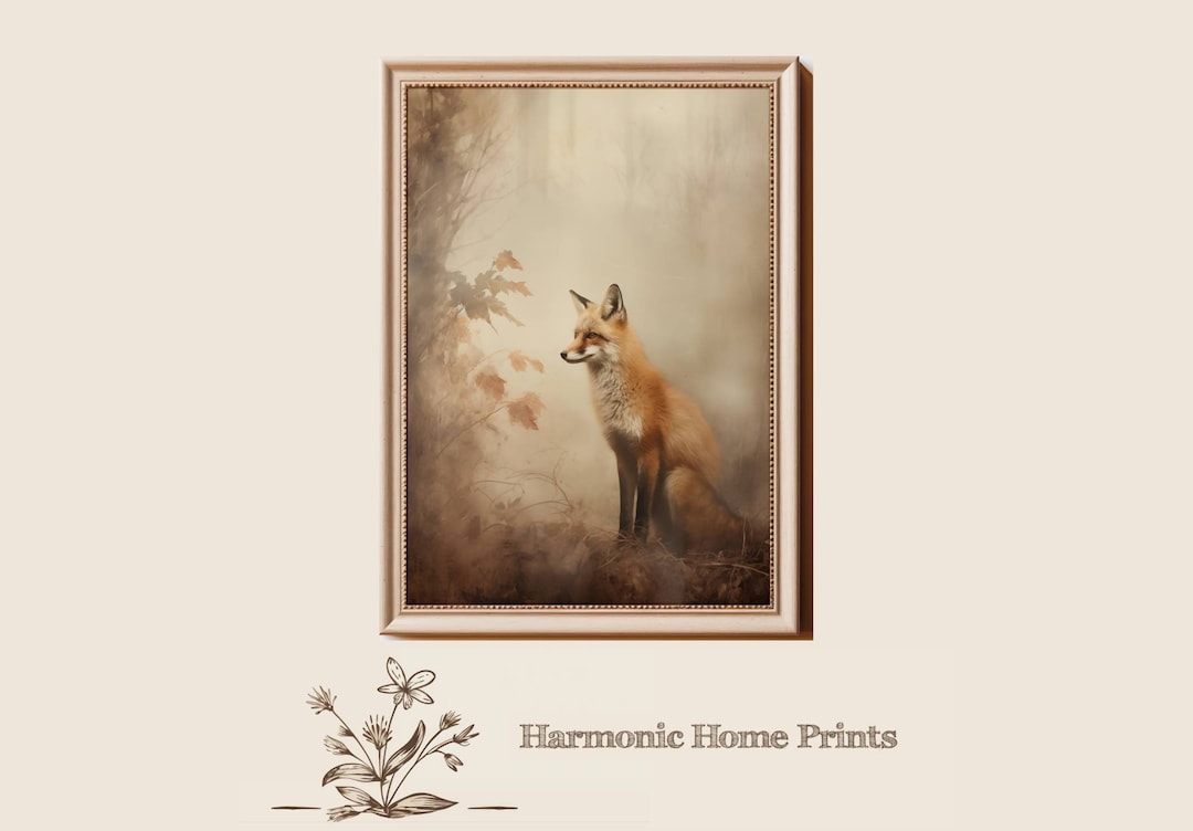 Printable Rustic Fox in the Forest Artwork, Nature Art Print, Fox in ...
