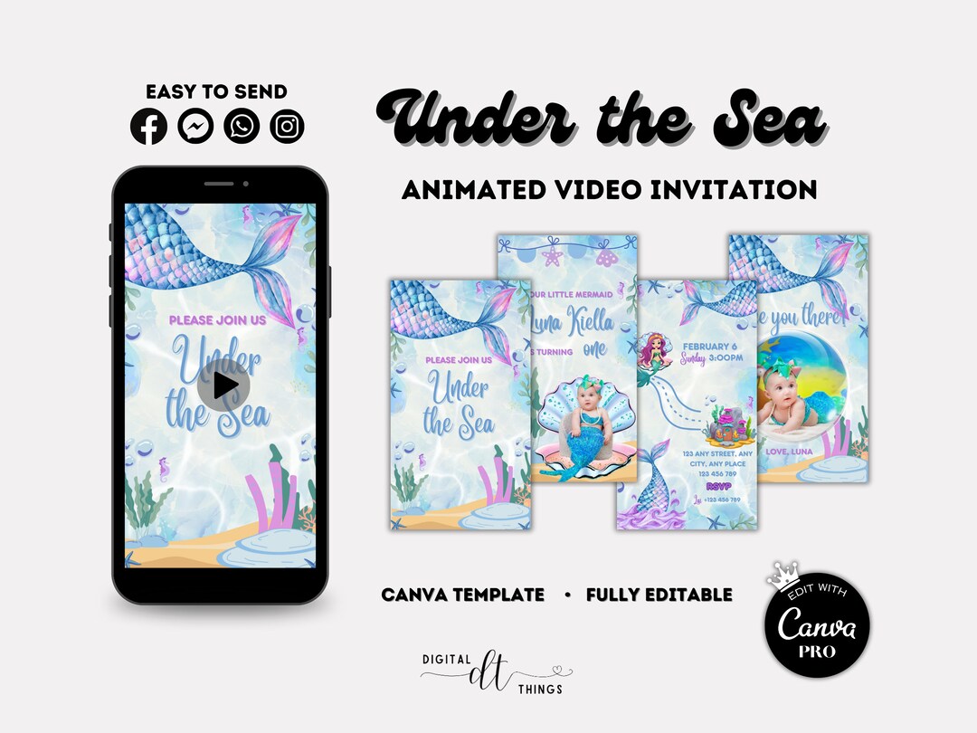 Editable Animated Invitation Under the Sea Theme | Under the Sea ...