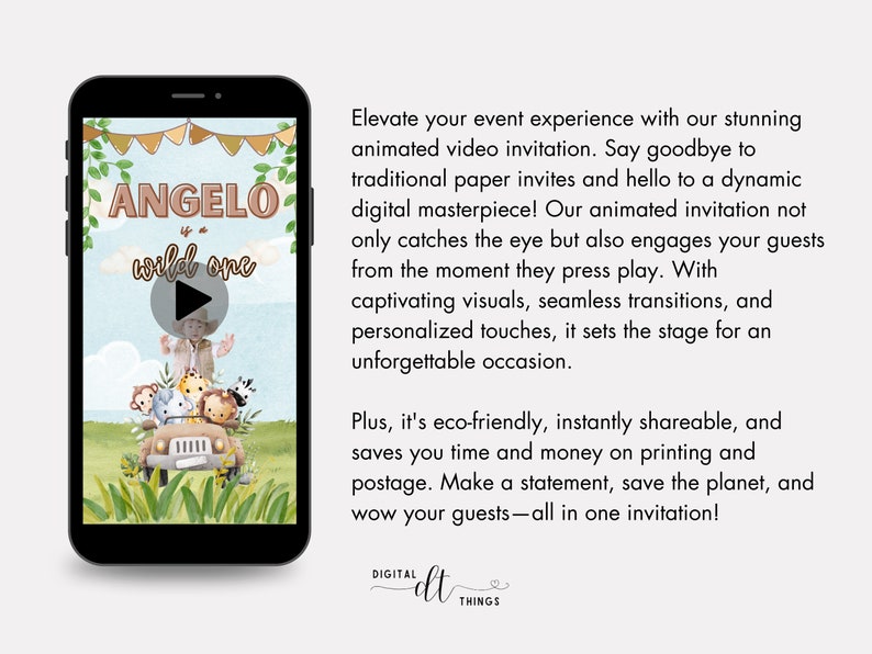 Editable Animated Video Invitation Jungle Safari Jungle Safari Digital ...