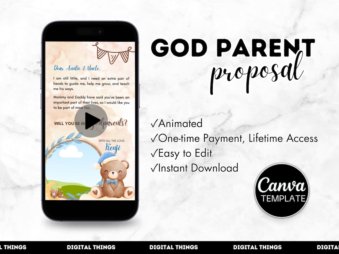 Editable Animated Godparent Proposal Template: Editable Canva ...