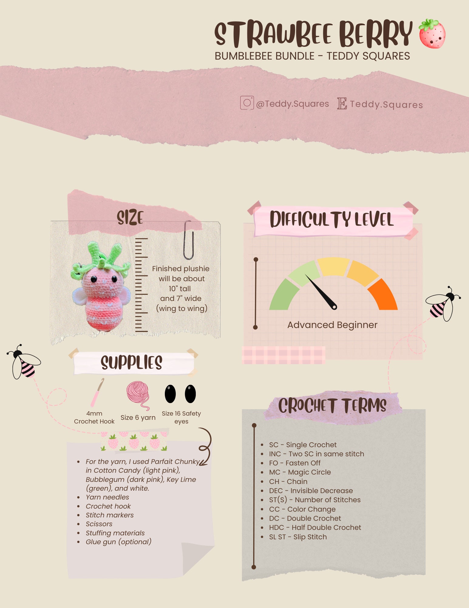 4 in 1 | Fruit Bee Amigurumi Patterns | Crochet Bundle | Digital ...