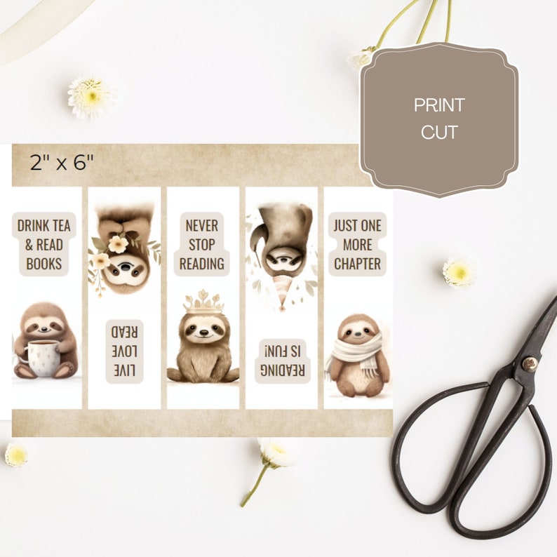 Sloth Bookmarks Digital Download Set, Inspirational Reading Quotes ...