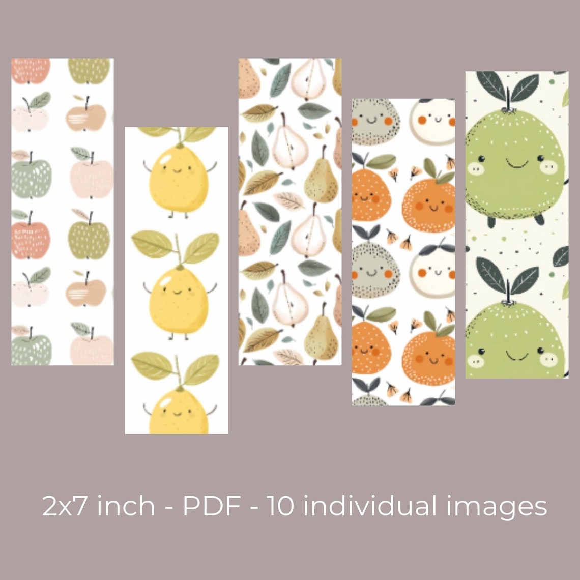 10 Digital Download Fruits Bookmarks Set, Seasonal Fruits, DIY Craft ...