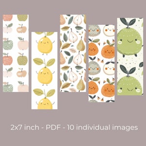10 Digital Download Fruits Bookmarks Set, Seasonal Fruits, DIY Craft ...