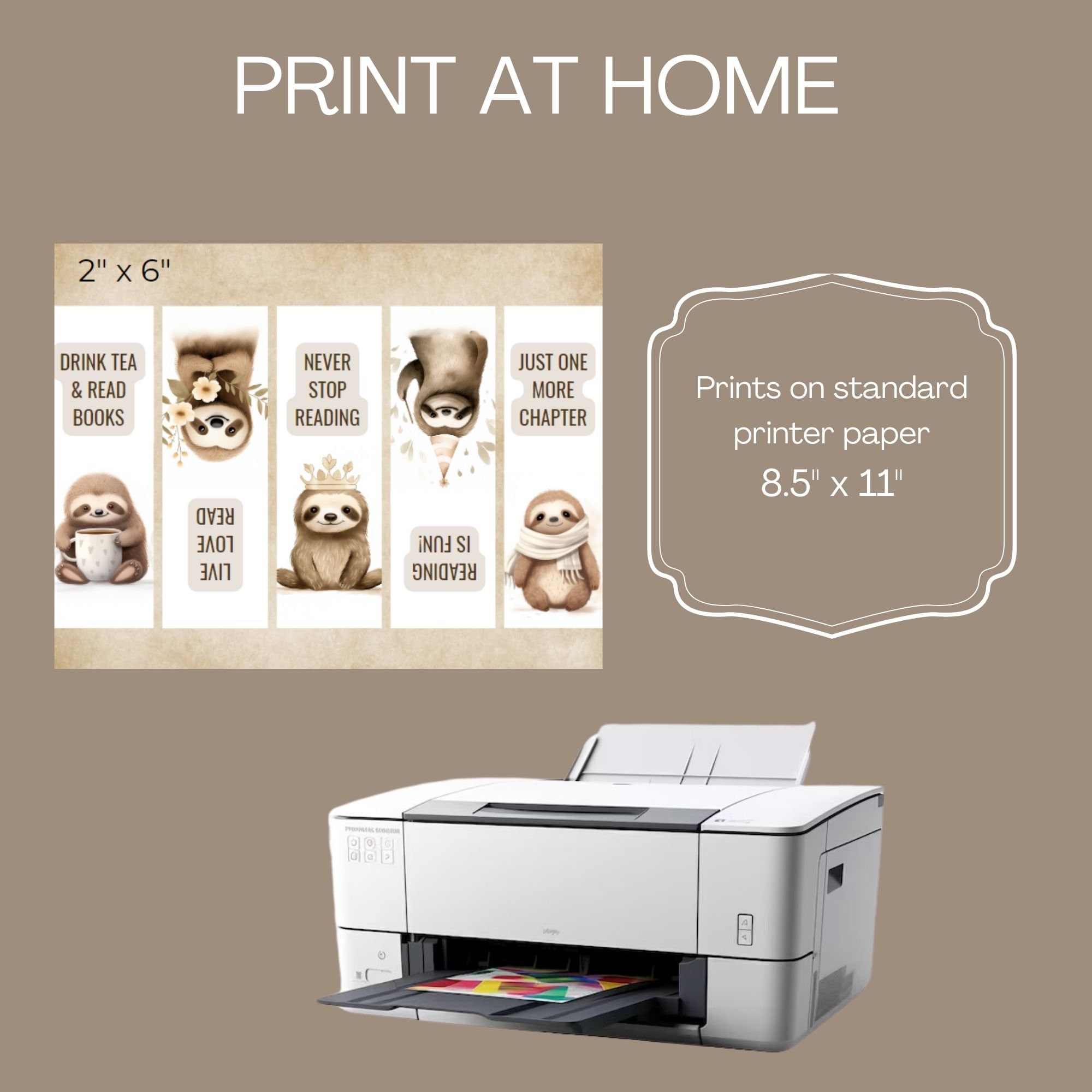 Sloth Bookmarks Digital Download Set, Inspirational Reading Quotes ...