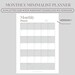 Printable Monthly Planner PDF, A4 Letter Size, Minimalist Organizer ...