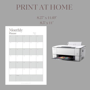 Printable Monthly Planner PDF, A4 Letter Size, Minimalist Organizer ...