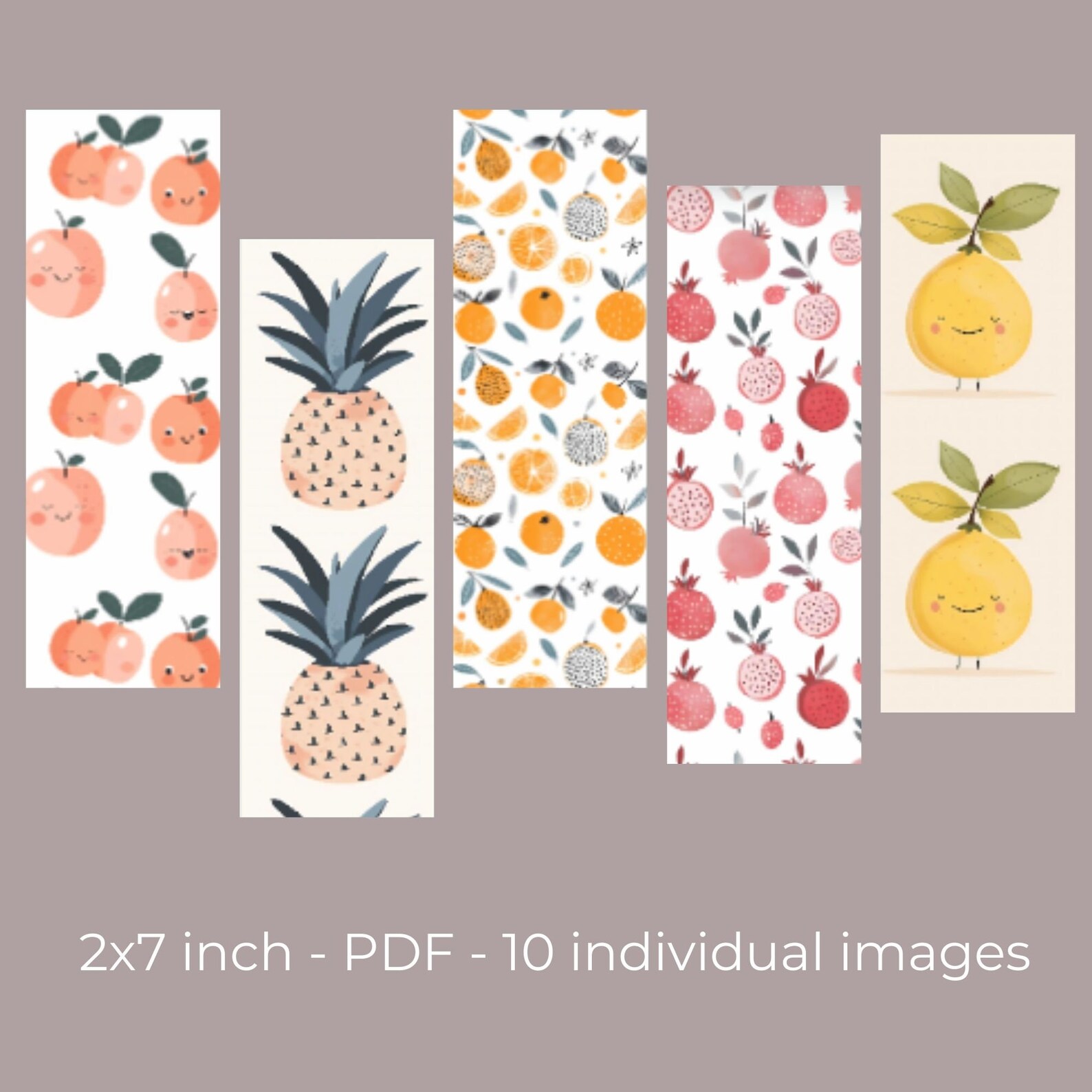 10 Digital Download Fruits Bookmarks Set, Seasonal Fruits, DIY Craft ...