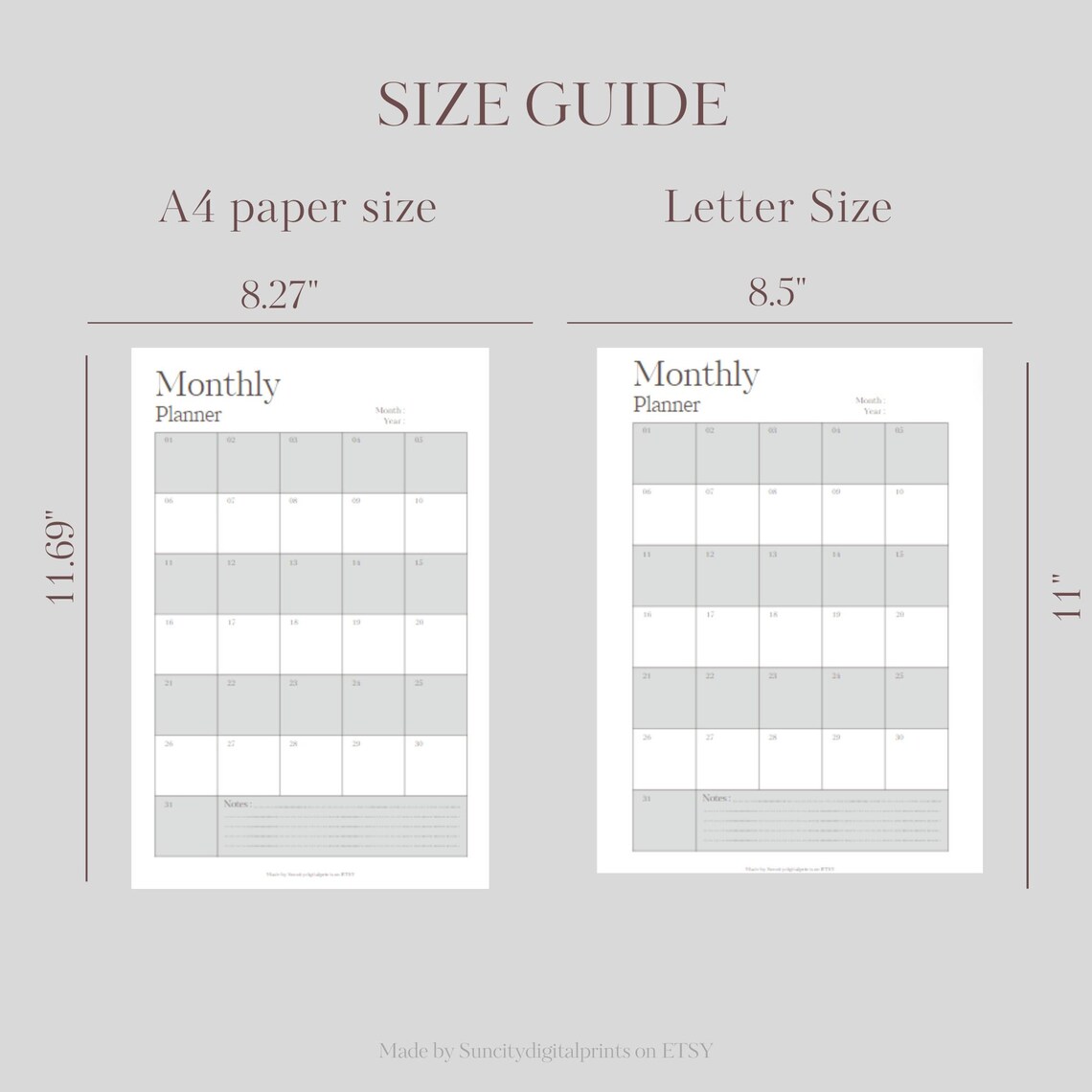 Printable Monthly Planner PDF, A4 Letter Size, Minimalist Organizer ...