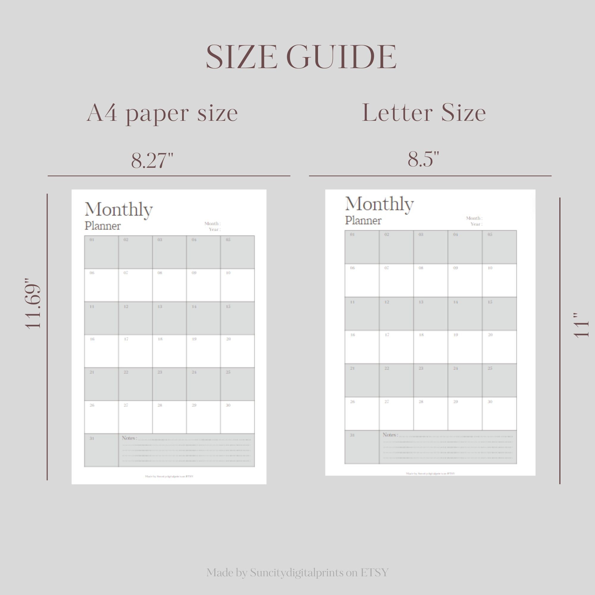 Printable Monthly Planner PDF, A4 Letter Size, Minimalist Organizer ...