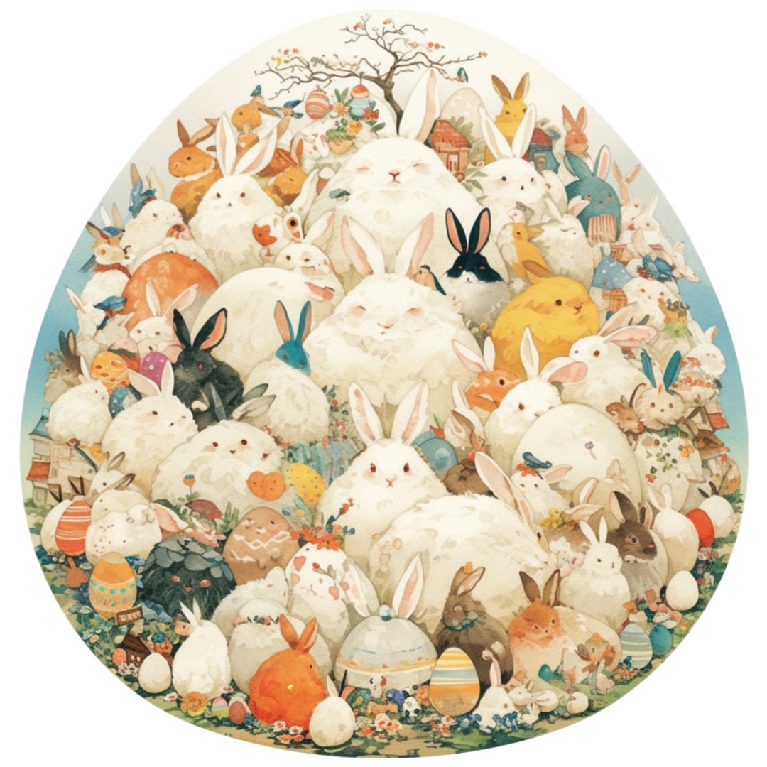 Easter Bunny Clipart Bundle Happy Easter Eggs Flower Christian Decor ...