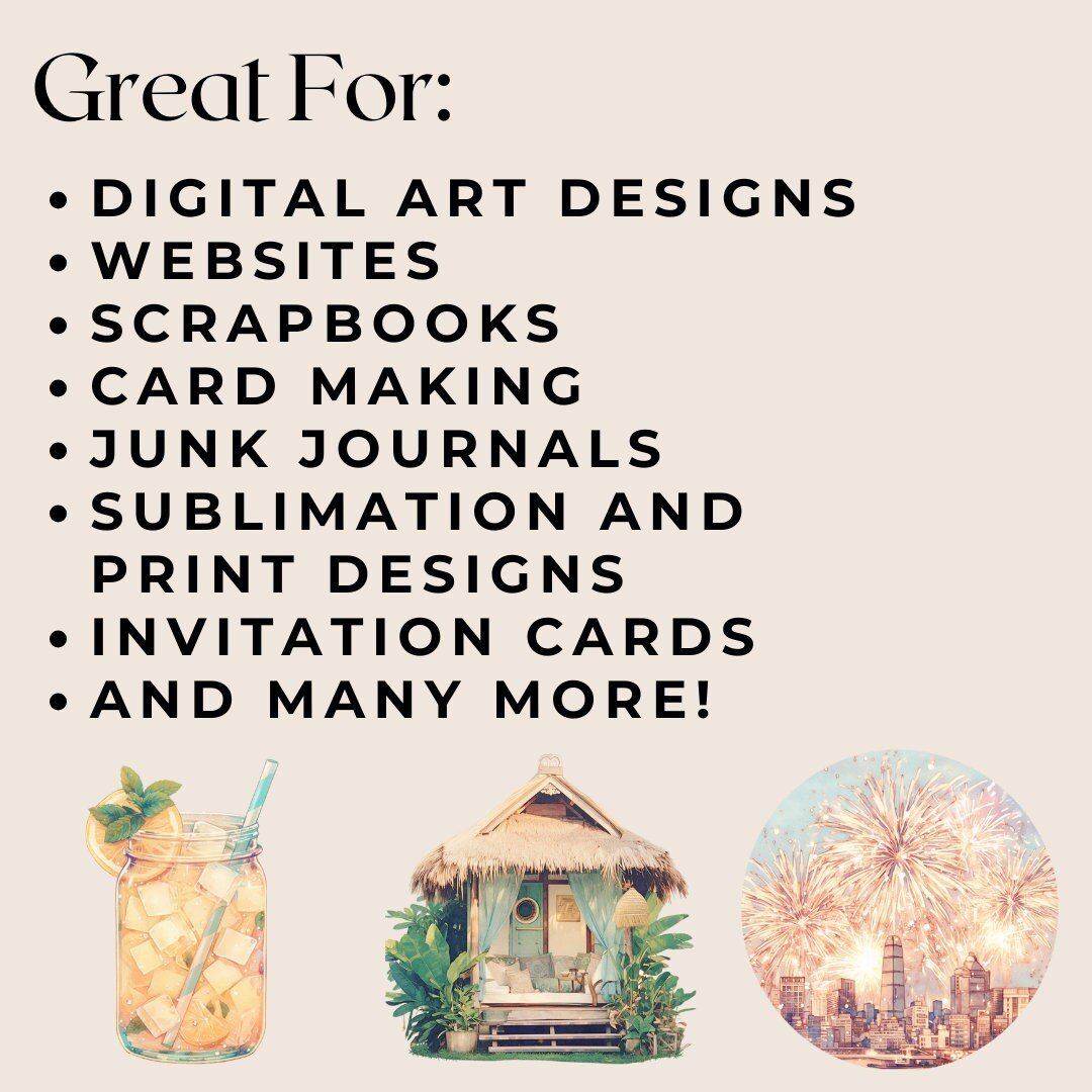 Summer Travel Clipart Bundle PNG World Travel Pastel Watercolor Summer ...