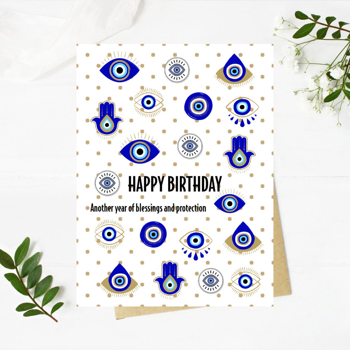 Evil Eye Card Nazar Card Happy Birthday Turkish Evil Eye Greek Mati ...