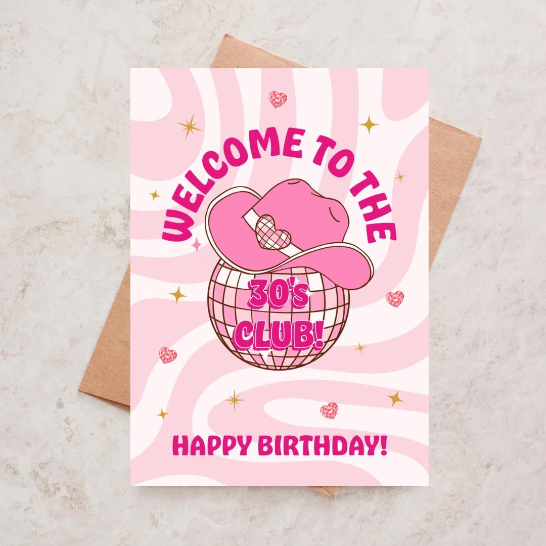 30th Birthday Card Thirties Birthday Card for Her 30th Gift Pink Card ...