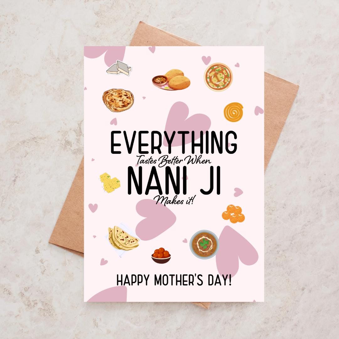 Indian Mothers Day Card Nani Bibi Dadi Maa Happy Mother's Day Mum Grandma Personalised Desi ...