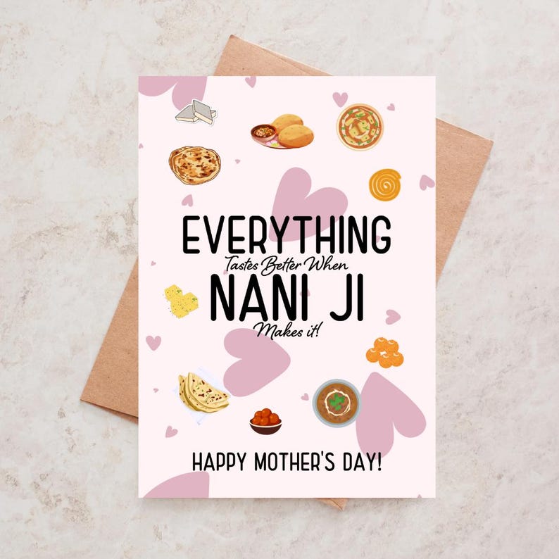 Indian Mothers Day Card Nani Bibi Dadi Maa Happy Mother's Day Mum Grandma Personalised Desi ...