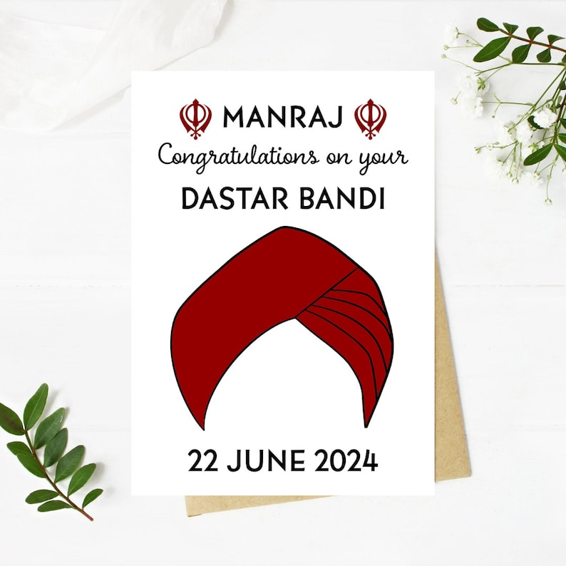 Dastar Bandi Card Pagh Pagg Card Turban Card Pagg Ceremony Sikh Sikhism ...