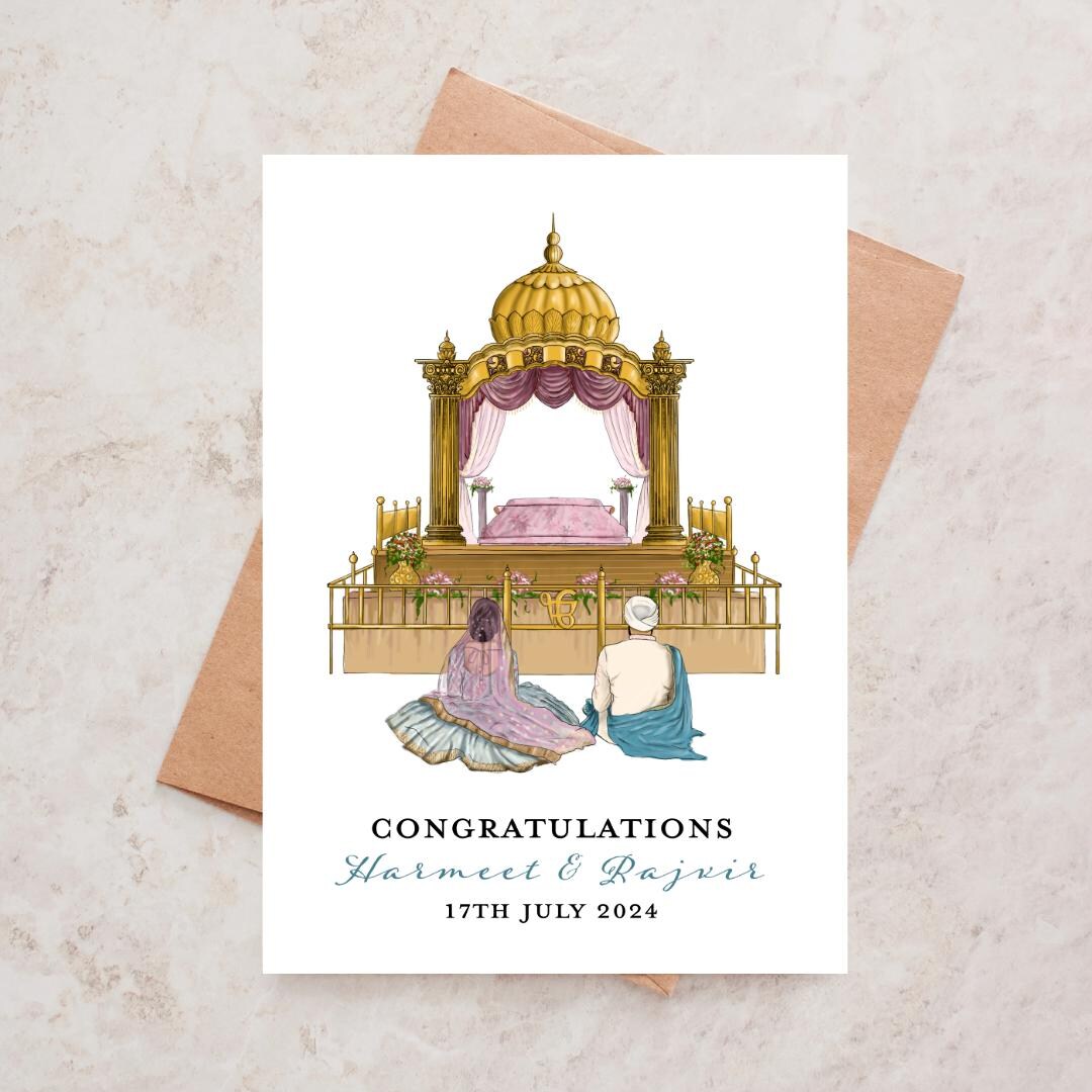 Personalised Sikh Wedding Card Congratulations Indian Wedding Card ...