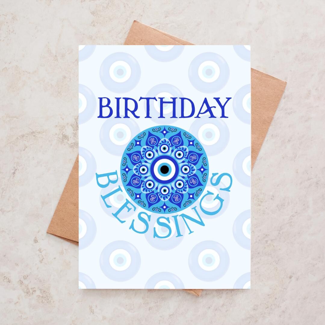 Evil Eye Card Nazar Card Happy Birthday Turkish Evil Eye Greek Mati ...