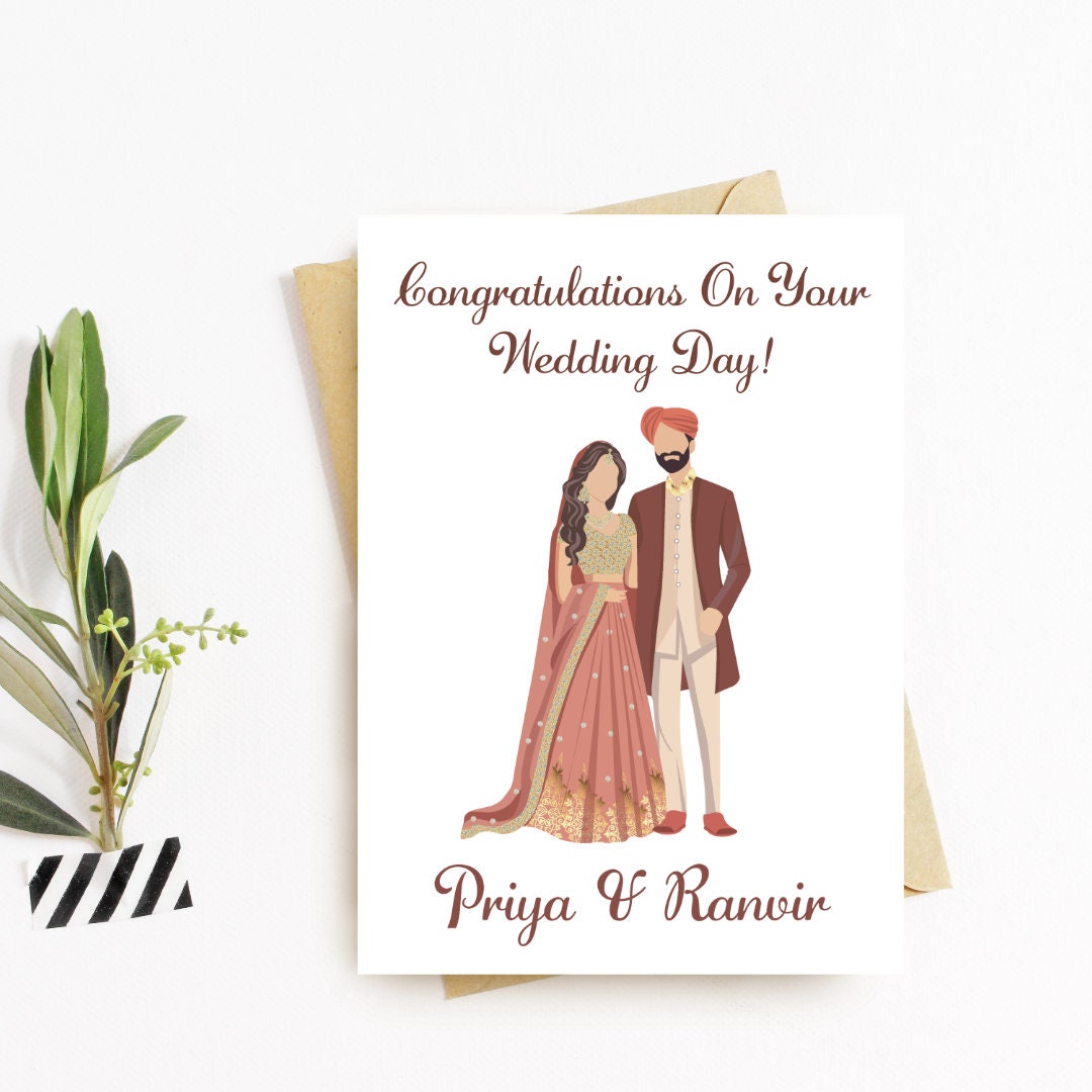 Personalised Sikh Punjabi Wedding Card Congratulations Indian Wedding ...