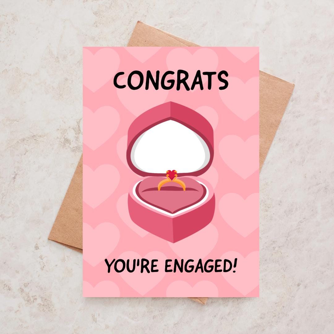 Congrats You're Engaged Card Cute Engagement Card for Her Friend Bestie ...