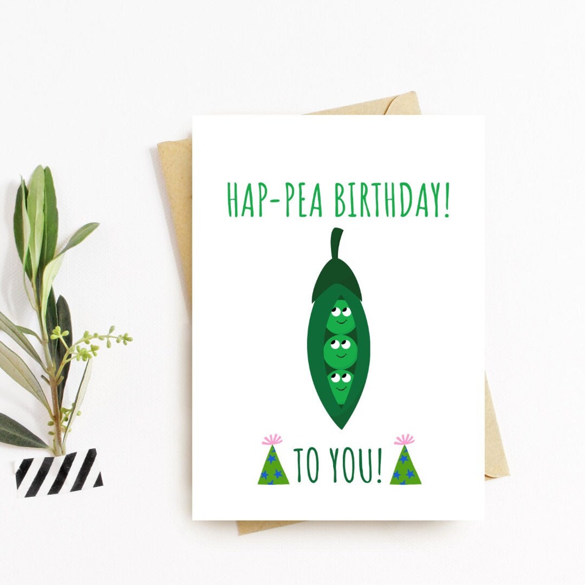Hap-pea Birthday Card Happy Birthday Card Funny Food Card Food Birthday ...