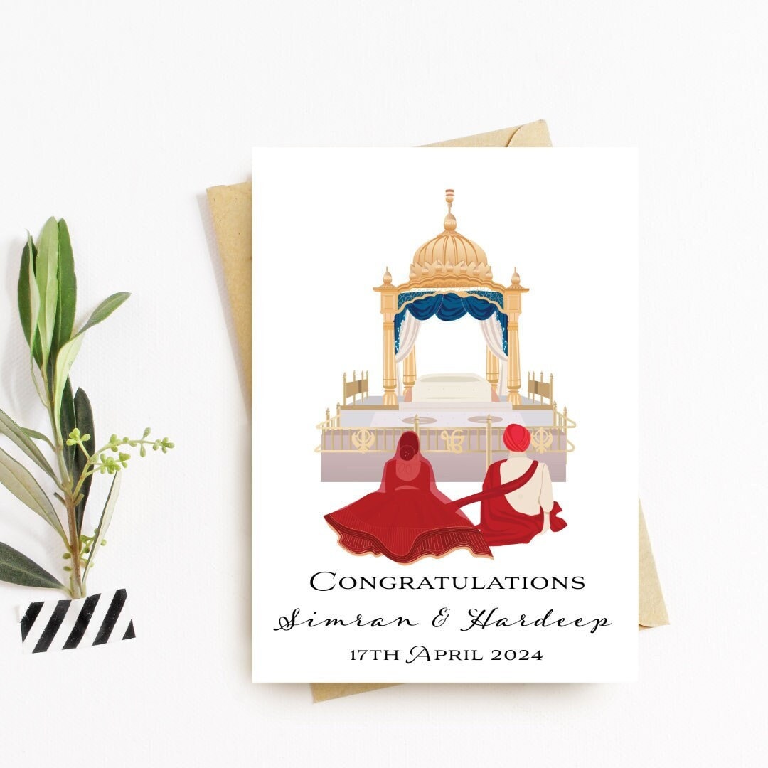 Personalised Sikh Wedding Card Congratulations Indian Wedding Card ...
