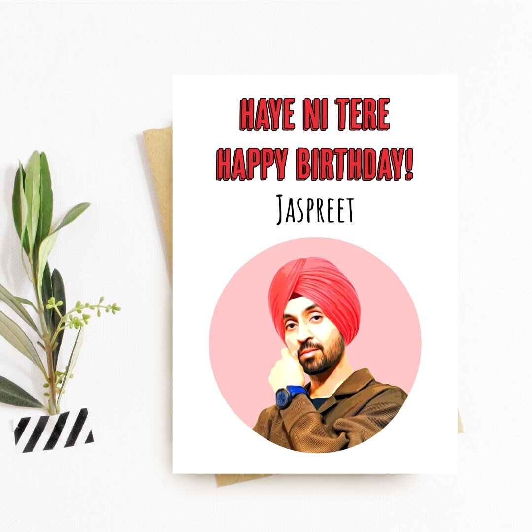Diljit Dosanjh Card Happy Birthday Card Punjabi Desi Cards Indian ...